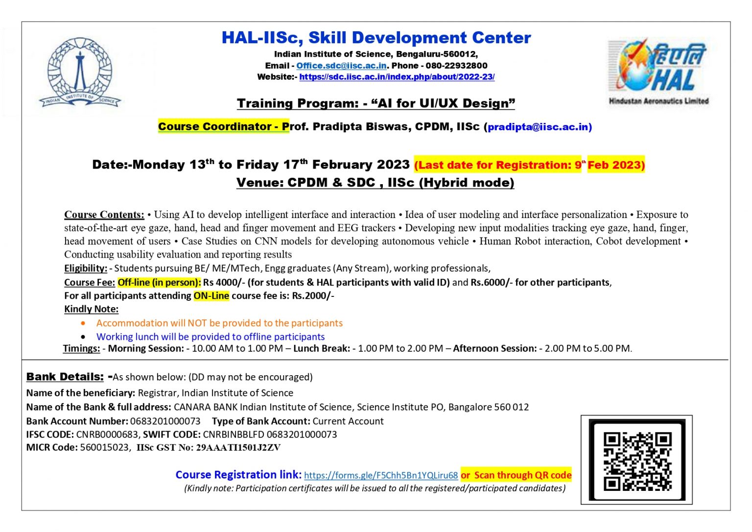 Training Program on “AI for UI/UX Design” – Skill Development Centre (SDC)