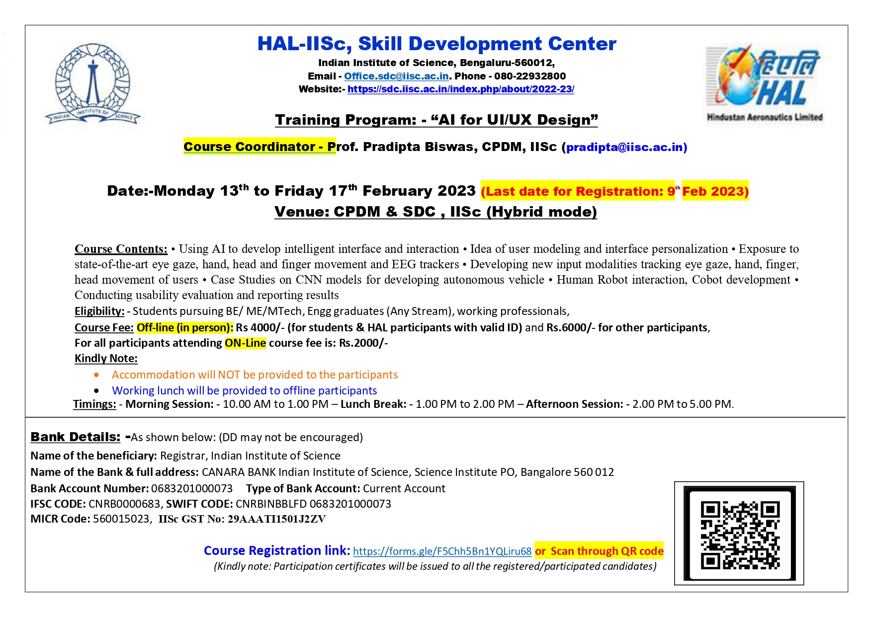 Training Program on “AI for UI/UX Design” – Skill Development Centre (SDC)