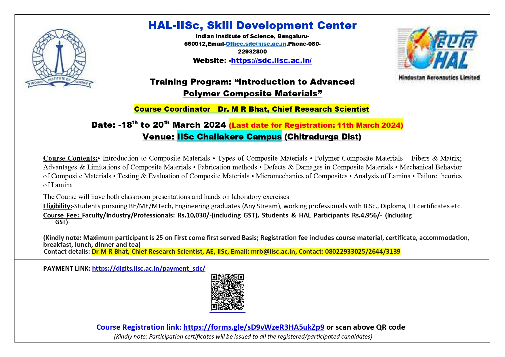 Training Program On “Introduction to Advanced Polymer Composite Materials” – Skill Development ...