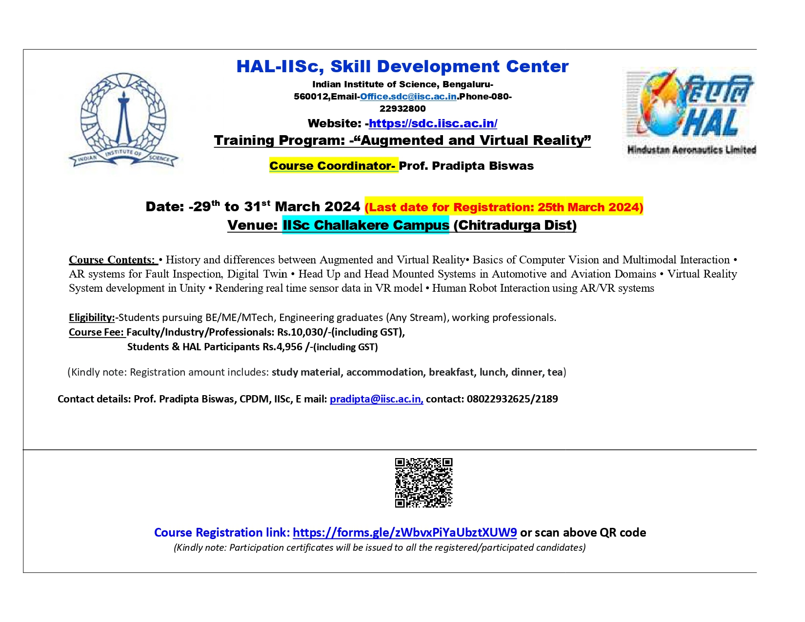 Training Program On “Augmented & Virtual Reality” – Skill Development Centre (SDC)